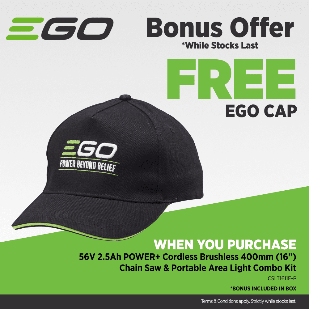 EGO CSLT1611E-P 56V 2.5Ah POWER+ Cordless Brushless 400mm (16") Chain Saw & Portable Area Light ...