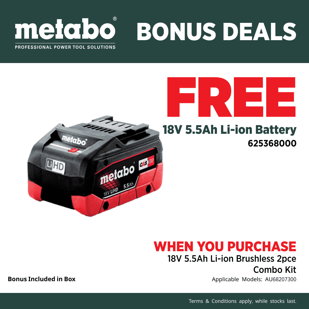 Metabo MET18BL2MB1HD5.5HR (AU68207300) 18V 5.5Ah Li-ion Brushless 2pce ...