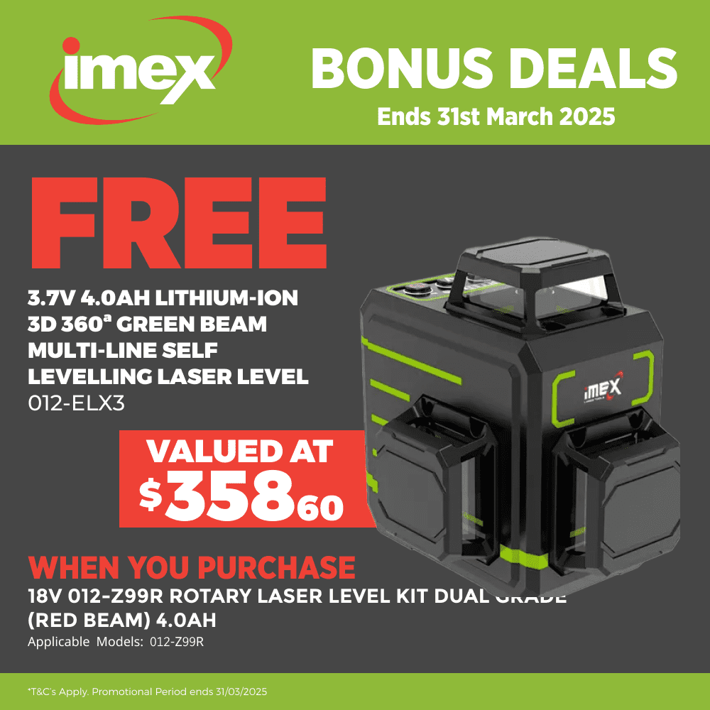 Imex 012-Z99R 18V 4.0Ah Red Beam Dual Grade Rotary Laser Level Kit