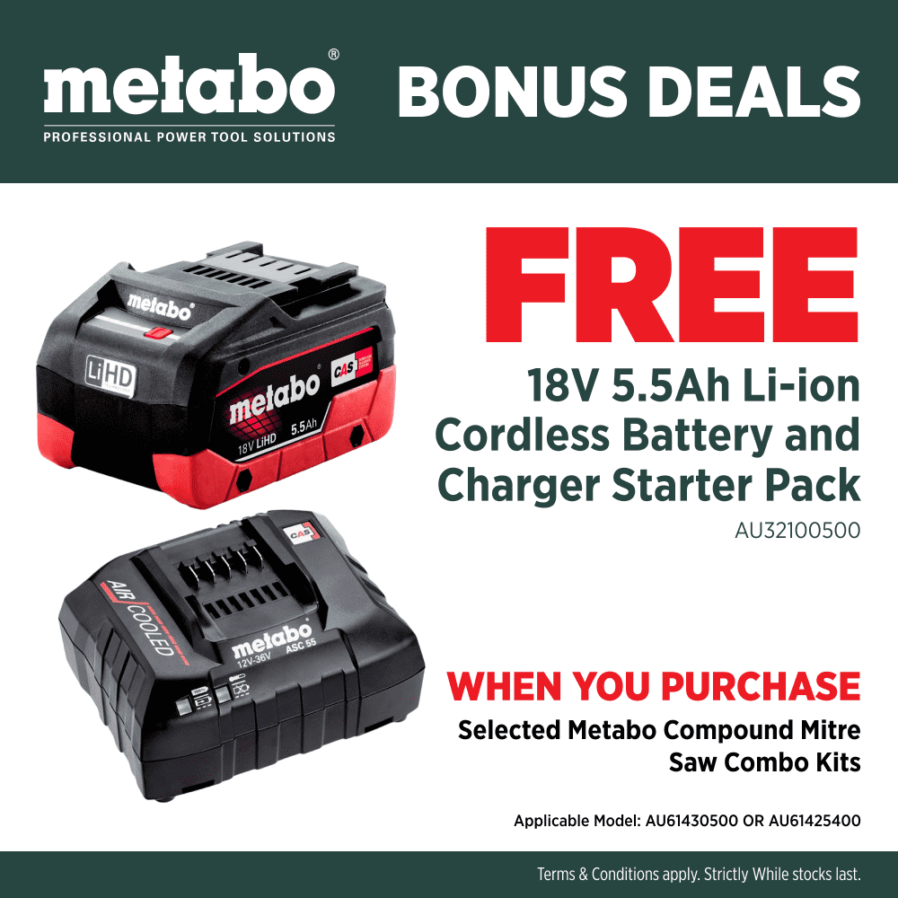 Metabo AU61425400 18V 5.5Ah 254mm Cordless Brushless Slide Compound ...