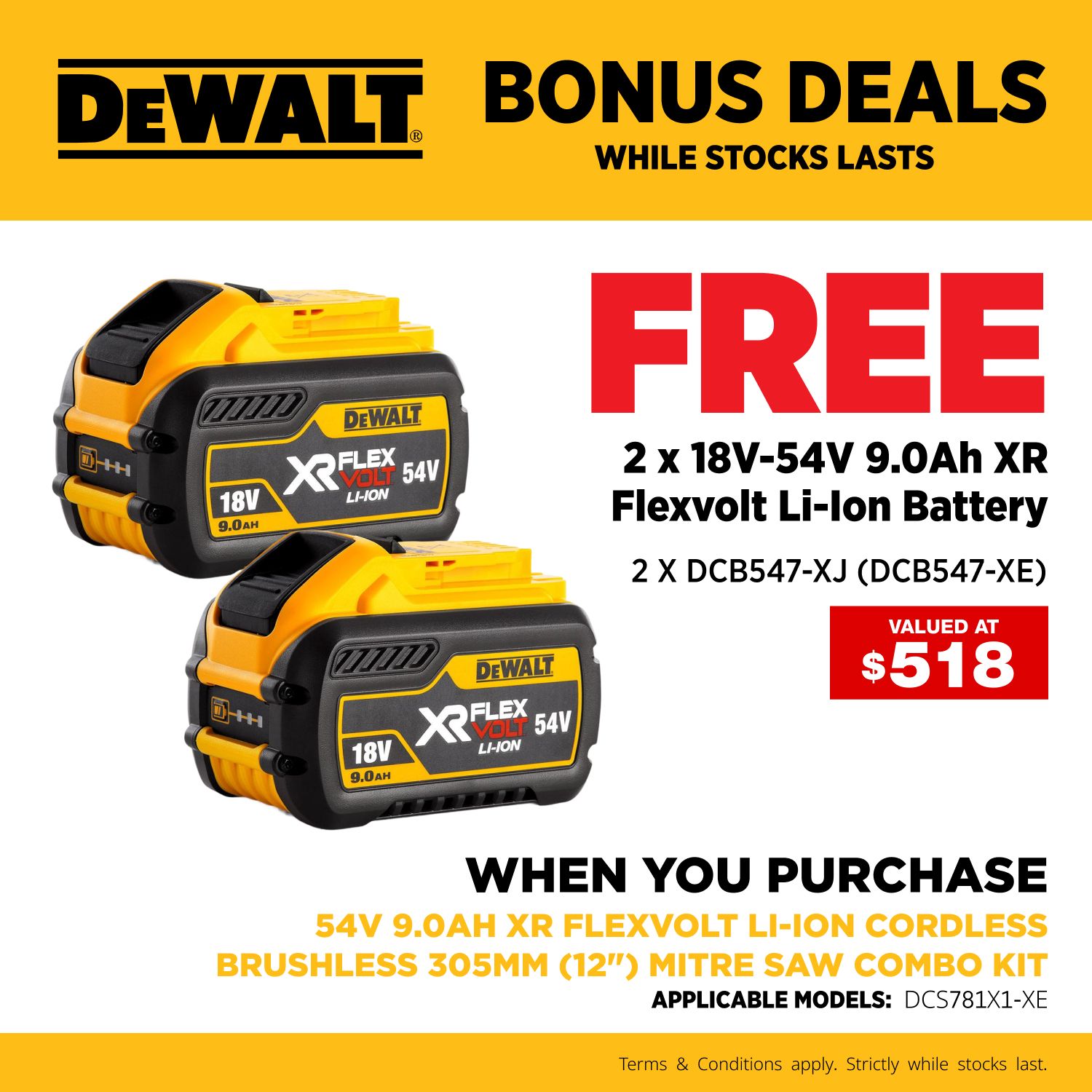 DeWalt DCS781X1-XE 54V 9.0Ah XR FlexVolt Li-ion Cordless Brushless ...