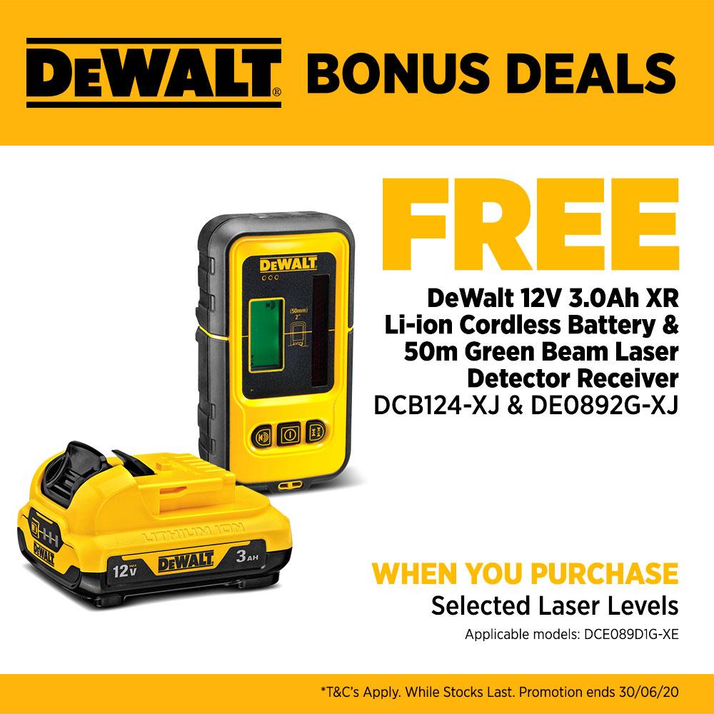 DeWalt DCE089D1G-XE 12V Li-ion Cordless 3 x 360° Green Beam Line Laser ...