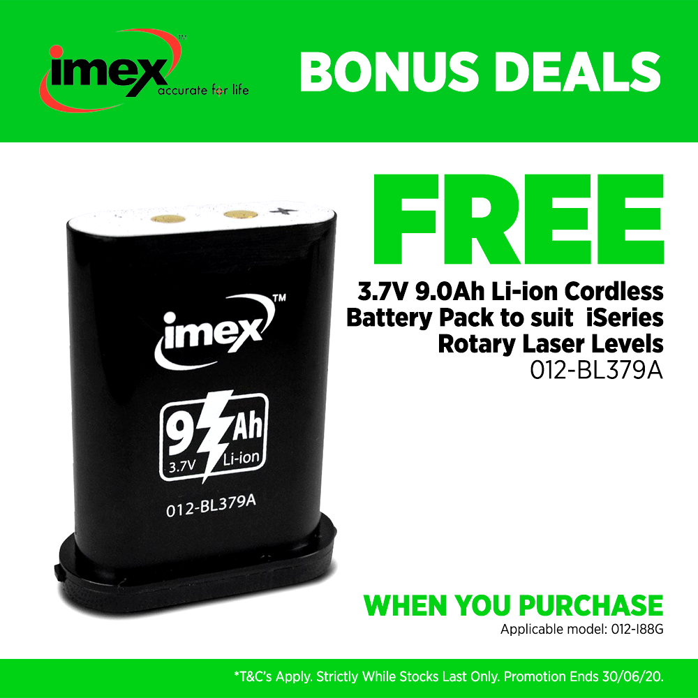 Imex 012-I88G 3.7V 9.0Ah Li-ion Cordless Green Beam Rotating Laser Kit