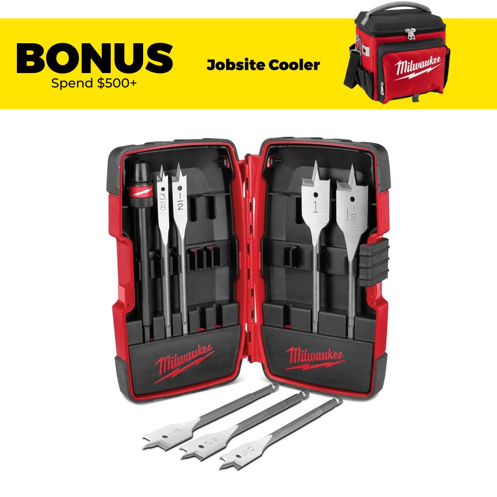 Milwaukee 49220175 8pce Spade Flat Boring Bit Set