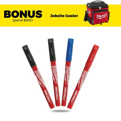 Milwaukee 48223154 4-Pack INKZALL Black Ultra Fine Point Markers Pens