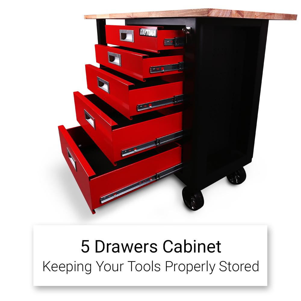 Daytona D5TWB Heavy Duty 5 Drawer Trolley Workbench