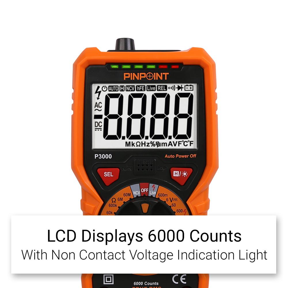 Pinpoint P3000 6000 Counts Digital Multimeter With True RMS Frequency ...