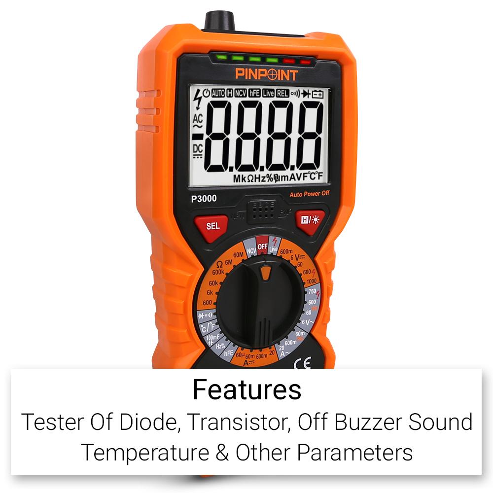 Pinpoint P3000 6000 Counts Digital Multimeter With True RMS Frequency ...