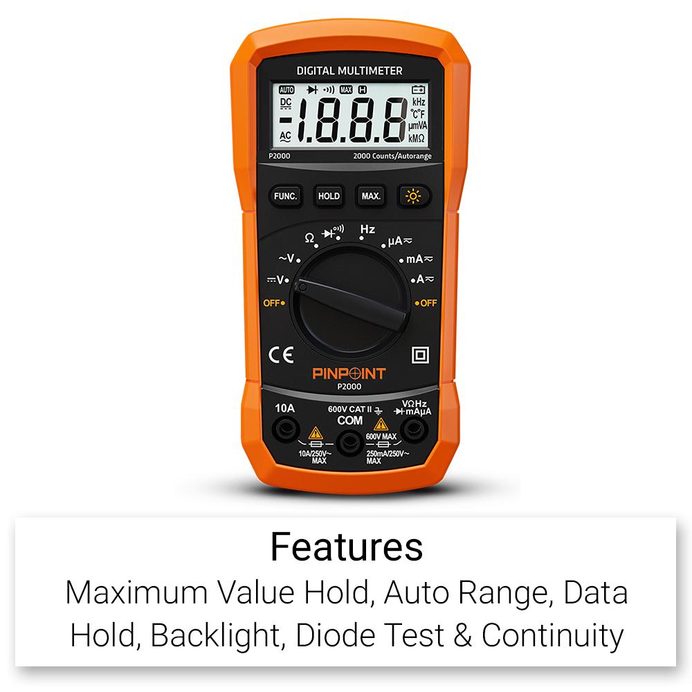 Pinpoint P2000 2000 Counts Auto Range Pocket Size Digital Multimeter ...