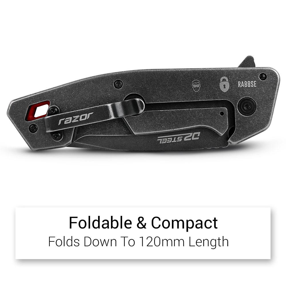 Razor RA88SE 88mm Serrated D2 Blade Pocket Knife
