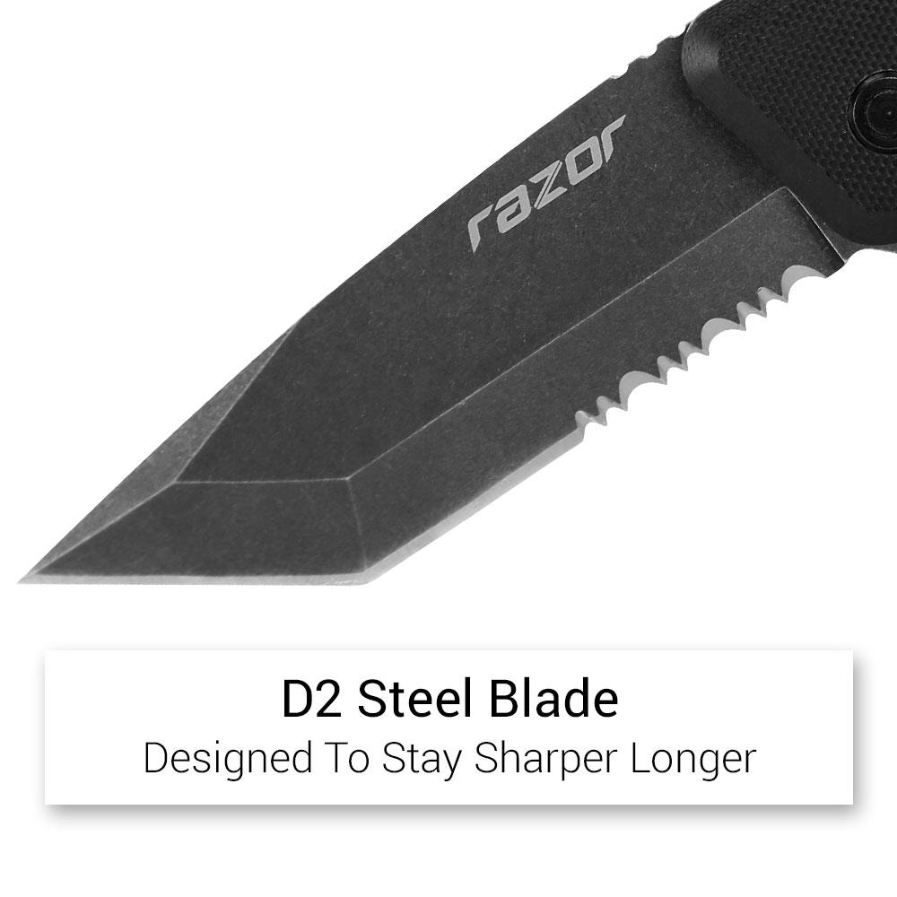 Razor RA88SE 88mm Serrated D2 Blade Pocket Knife