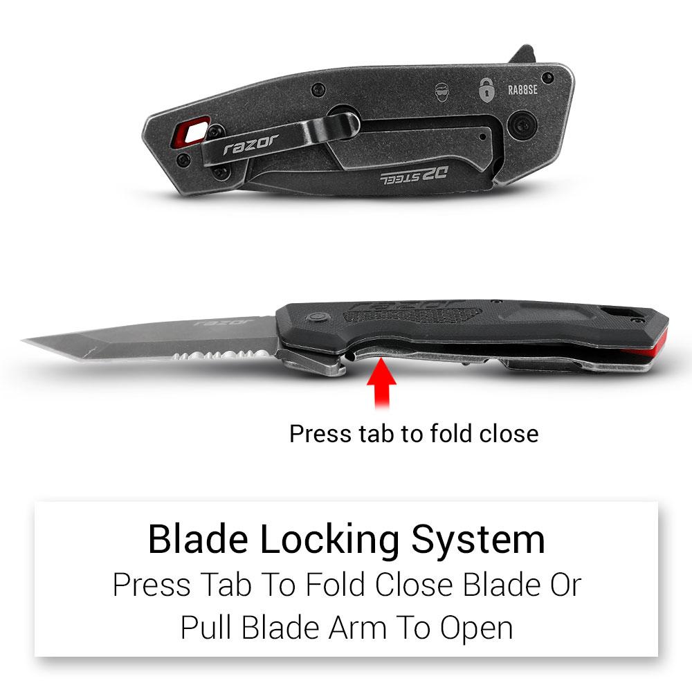 Razor RA88SE 88mm Serrated D2 Blade Pocket Knife