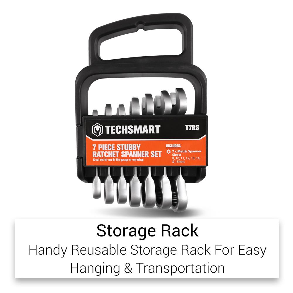 Techsmart T7RS 7 Piece Metric Stubby Ratchet Spanner Set