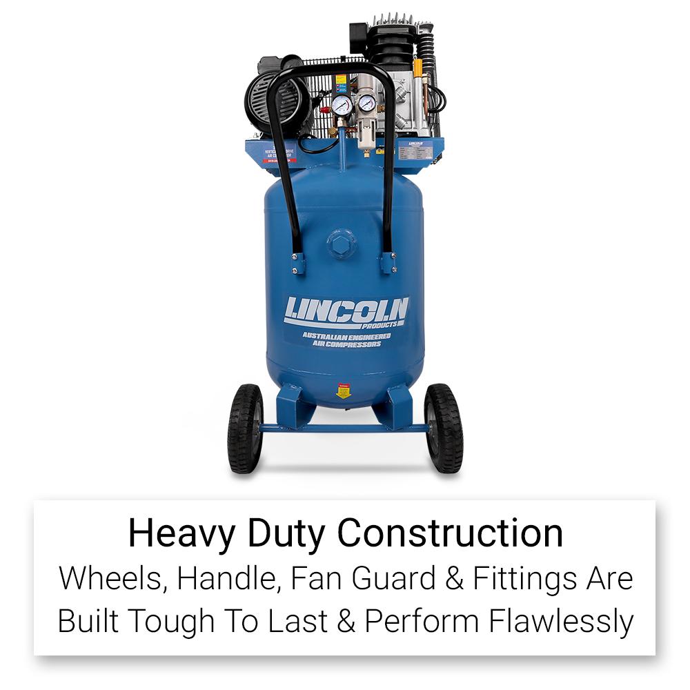 Lincoln LBV120 3HP Vertical 120L Belt Drive Air Compressor