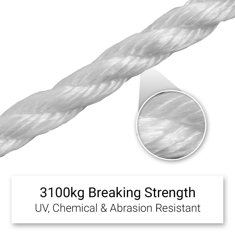 Ninja N1620S White 16mm x 20m Super Silver Rope - 3100kg Breaking Strength