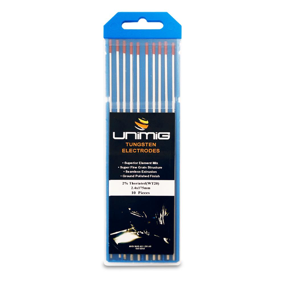 UNIMIG PTR0004-16 10-Pack 1.6mm x 175mm WT20 2% Thoriated TIG Tungsten ...