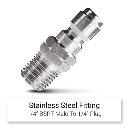 Typhoon TM14P Stainless Steel 1/4" BSPT Male To 1/4" Female Plug