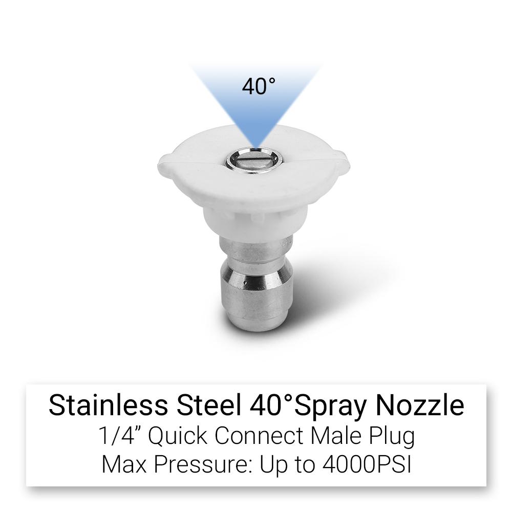 Typhoon T40WN Stainless Steel 1/4" 40° 040 White Pressure Washer Nozzle