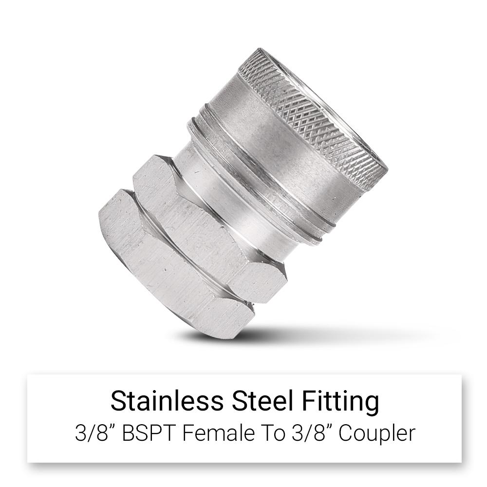 Typhoon TF38C Stainless Steel 3/8" BSPT Female To 3/8" Coupler