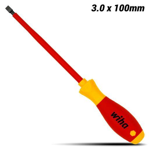 Wiha 40821 3.0 x 100mm 320N VDE SoftFinish Slotted Screwdriver