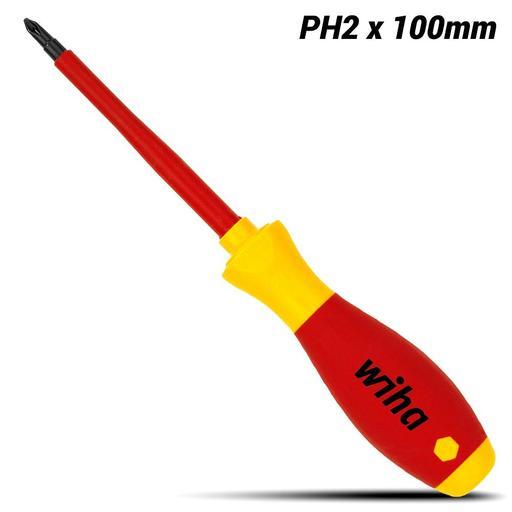 Wiha 40826 PH2 x 100mm 321N VDE SoftFinish Phillips Screwdriver