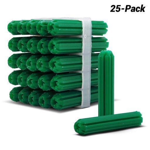 Fixed Fasteners F6535P 25-Pack 6.5 x 35mm Green Wall Plugs