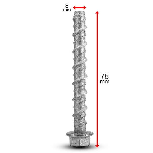 Fixed Fasteners F875GB 100-Pack 8 x 75mm Hex Flange Galvanised Concrete ...
