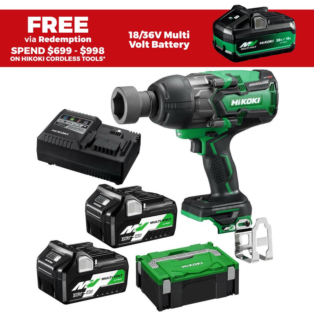 HiKOKI WR36DA(HRZ) 36V 5.0Ah/2.5Ah Li-Ion Cordless Brushless MultiVolt ...