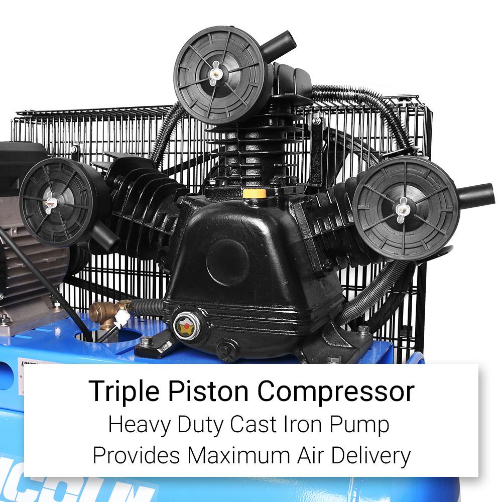 Lincoln L3060L 3.0HP 60L Triple Piston Twin Belt Driven Electric Air ...
