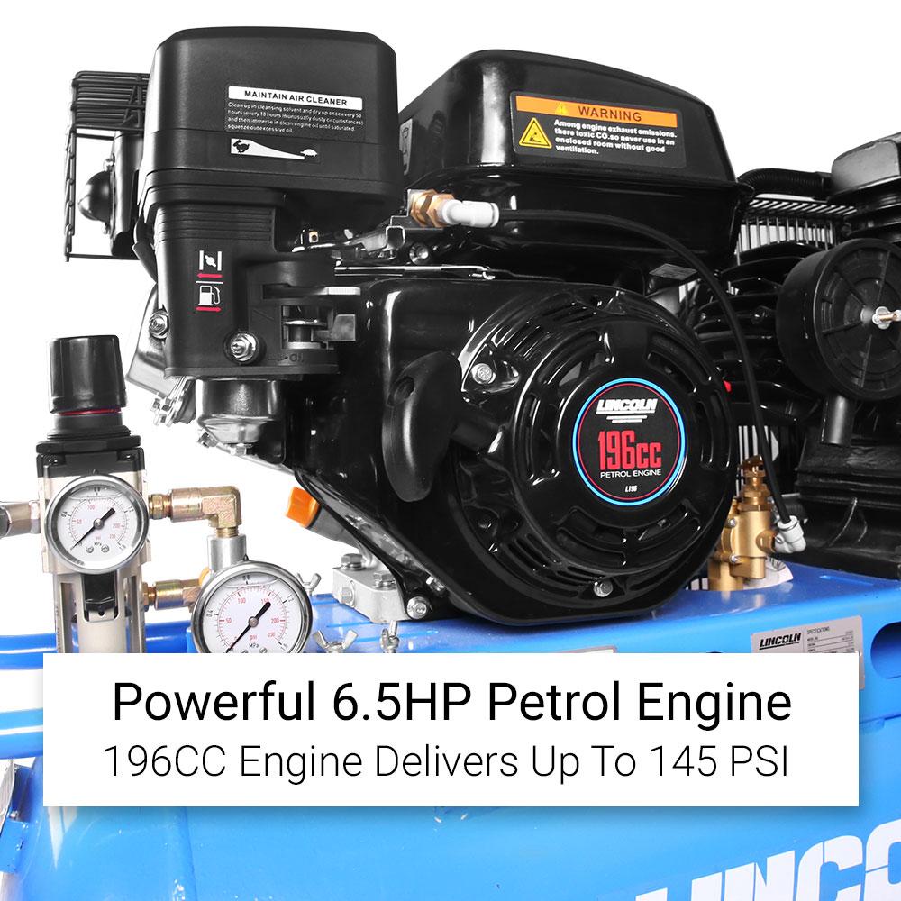 Lincoln L6560LP 60L Triple Piston Twin Belt Driven Petrol Air Compressor