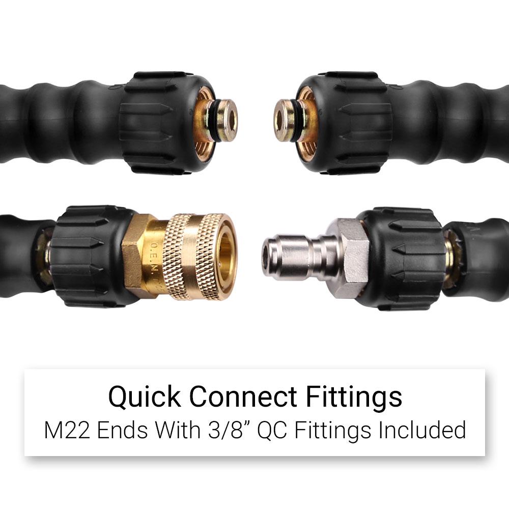 Typhoon TM30 Monster 30M 3/8" High Pressure Steel Braided Hose With Quick Connect Fittings