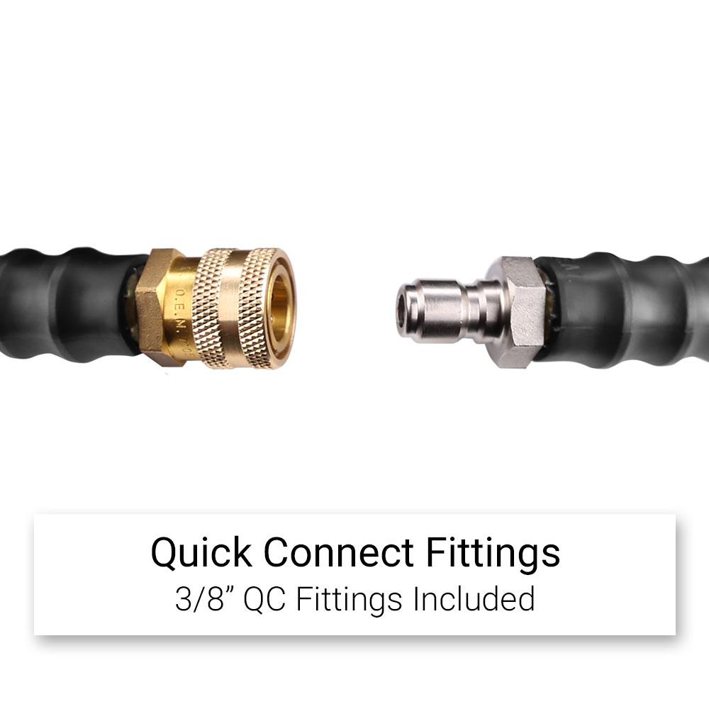 Typhoon TM20 Monster 20M 3/8" High Pressure Steel Braided Hose With Quick Connect Fittings