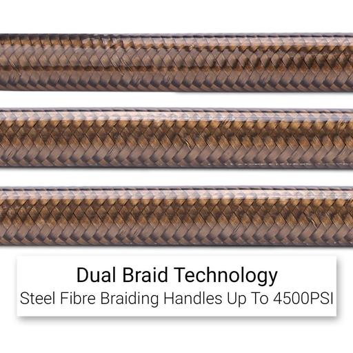 Typhoon TM20 Monster 20M 3/8" High Pressure Steel Braided Hose With Quick Connect Fittings