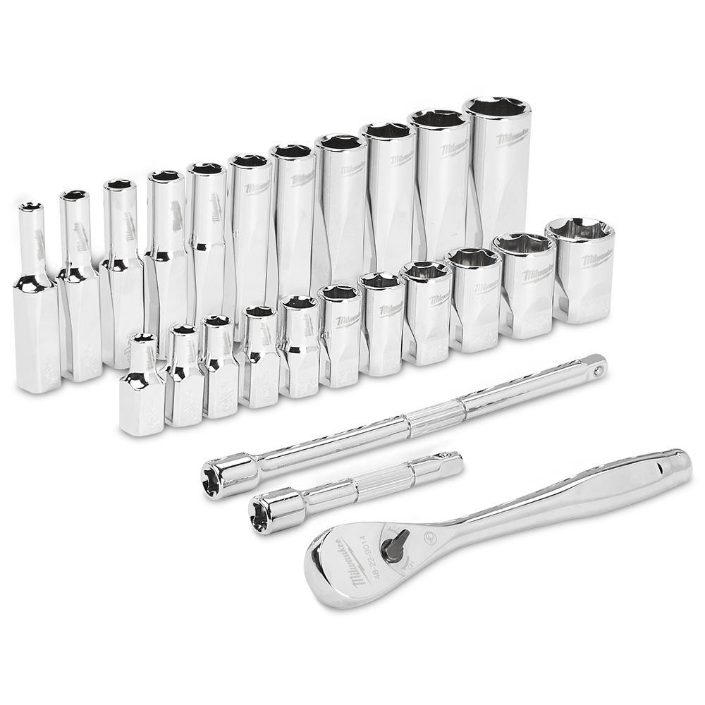 Milwaukee 48229404 26pce 1/4" Drive Ratchet & Socket SAE (Imperial) Set