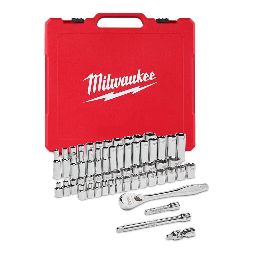 Milwaukee 48229008 56pce 3/8" Drive Ratchet & Socket SAE (Imperial ...