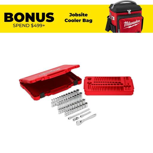 Milwaukee 48229004 50pce 1/4" Drive Ratchet & Socket SAE (Imperial ...