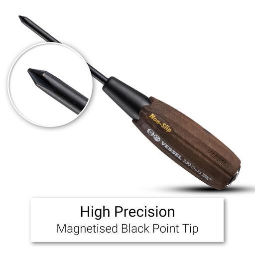 Vessel 120057 10pce Wood Resin Thru Tang Non Slip Screwdriver Set