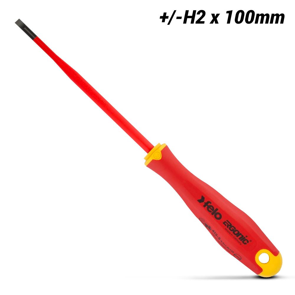 Felo 41629390 +/-H2 x 100mm Plus/Minus 1000V Ergonic Eslim Screwdriver