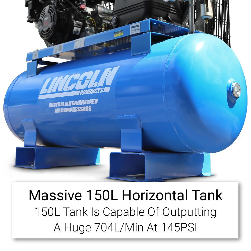 Lincoln L13150LP 13HP 150L Triple Piston Belt Driven Loncin Powered Air ...