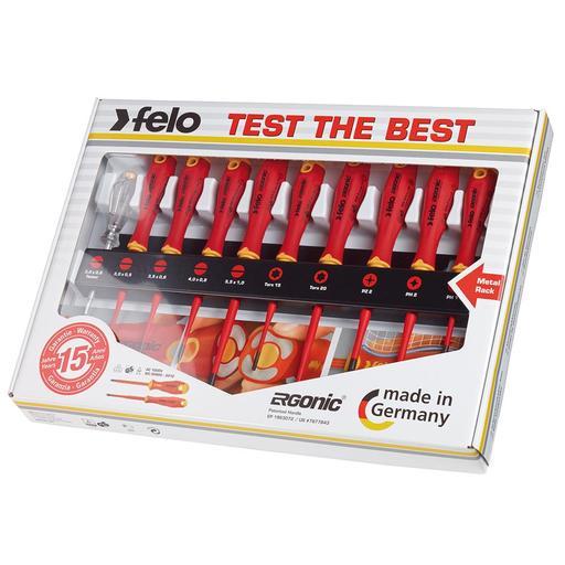 Felo 41391093 10pce VDE Ergonic ESlim Screwdriver XL Rack