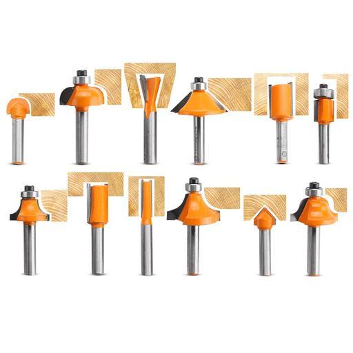 Techsmart TRBS12 12pce 1/4" Shank Router Bit Set