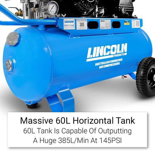 Lincoln L6560HP 60L 5.5HP Honda Powered Triple Piston Twin Belt Driven ...