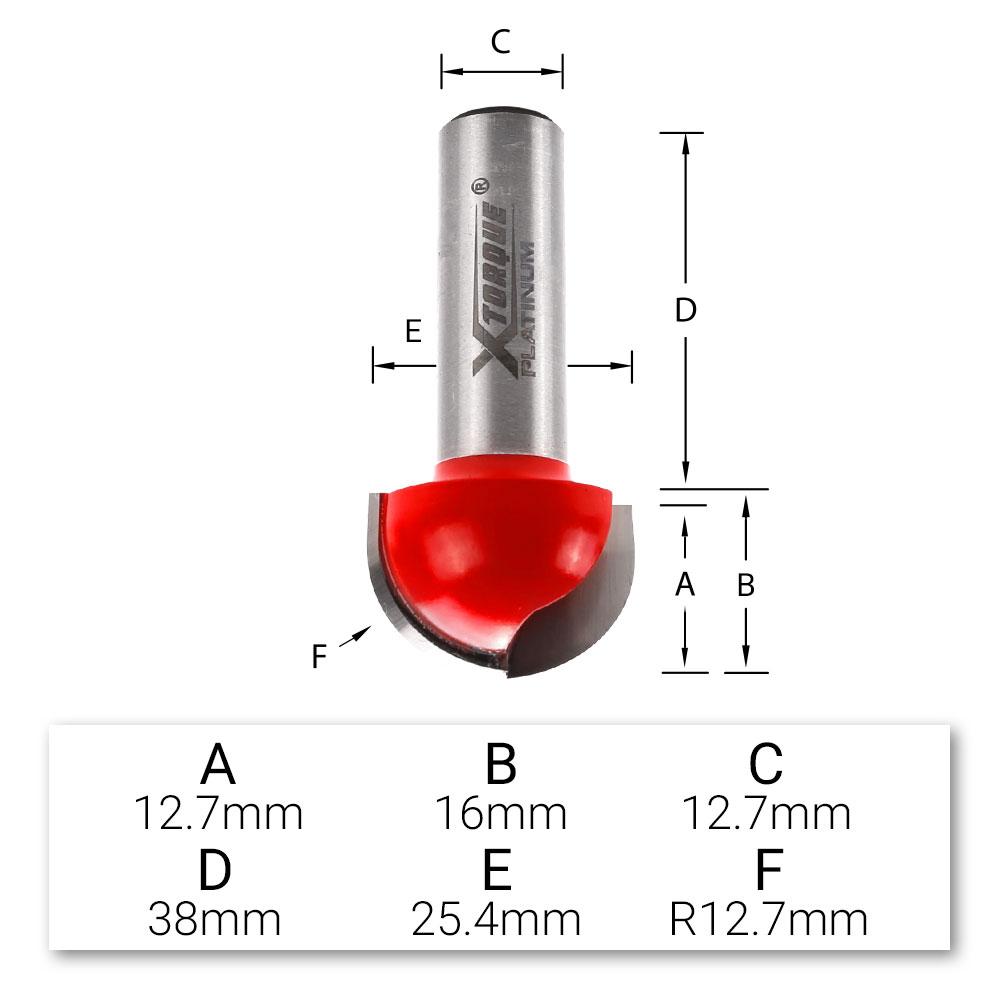 Xtorque XP25CB Platinum 25.4mm Core Box 1/2" Shank Router Bit