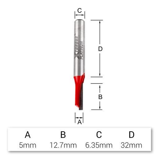 Xtorque XP514 Platinum 5mm Straight Single Flute 1/4" Shank Router Bit