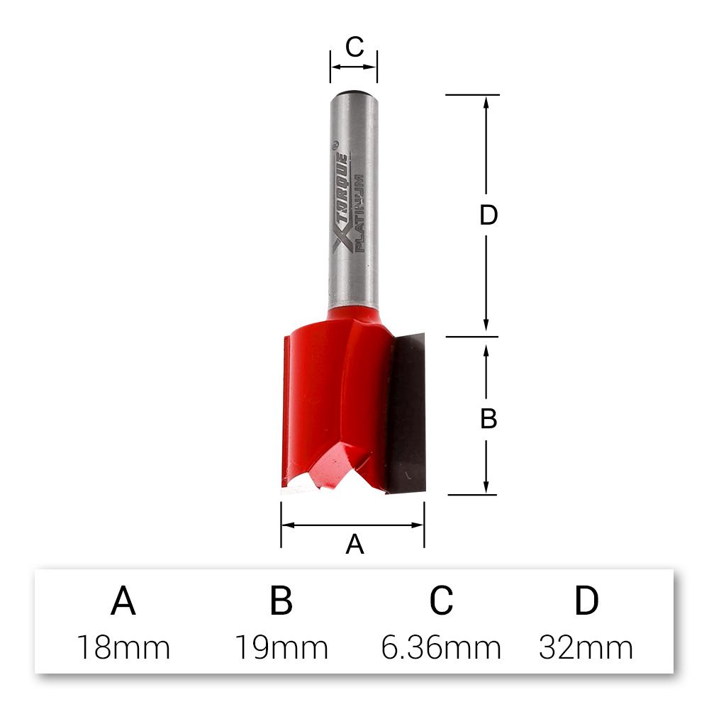 Xtorque XP1814 Platinum 18mm Straight Fluted 1/4" Shank Router Bit