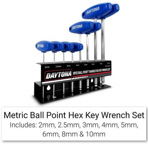 Daytona D8THXAF 8pce Ball Point T-Handle Hex Key Metric Wrench Set