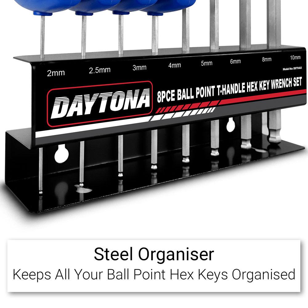Daytona D8THXAF 8pce Ball Point T-Handle Hex Key Metric Wrench Set