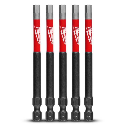 Milwaukee 48324753 5-Pack 89mm (3-1/2") SHOCKWAVE Hex 5mm Power Bit