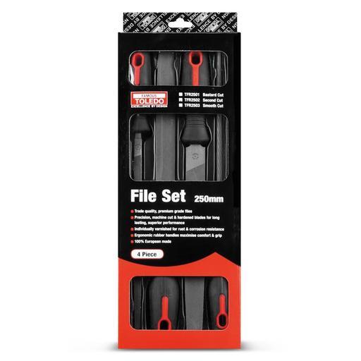 Toledo TFR2502 4pce 250mm Engineers' Second Cut File Set