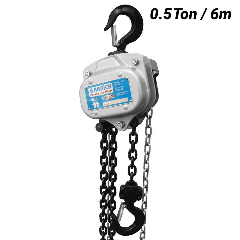 Garrick GCBLL0056 0.5 Ton 6m Industrial Chain Block With Load Limiter
